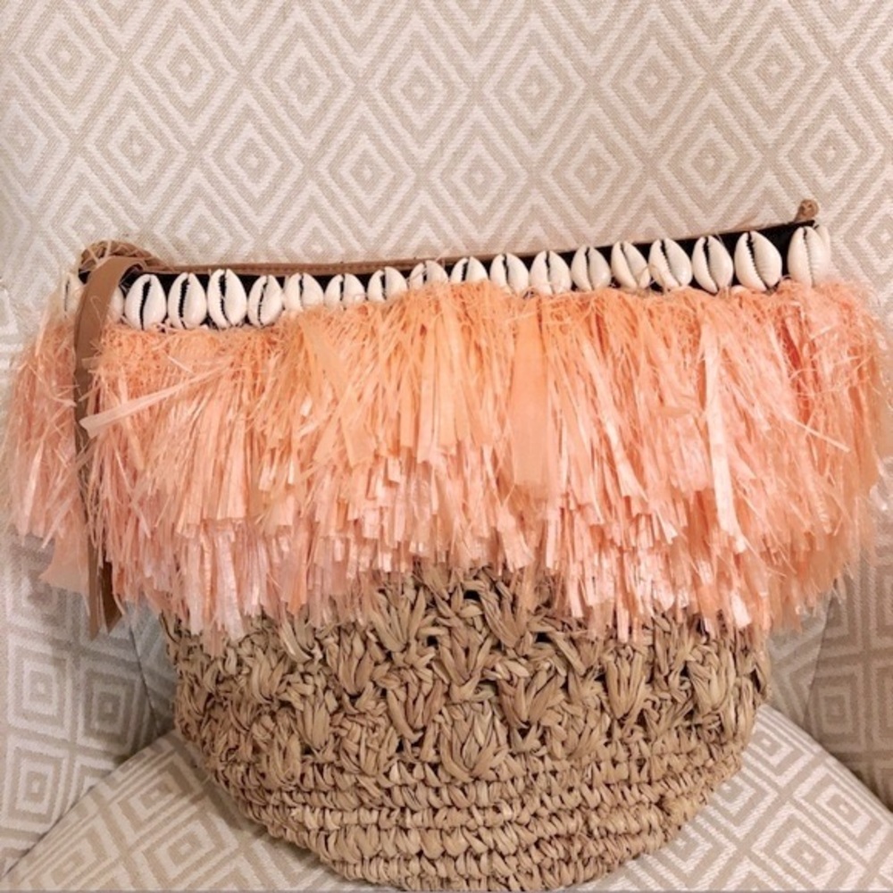 New Cleobella Rafia Woven Straw Cowrie Seashell Trim … - Gem